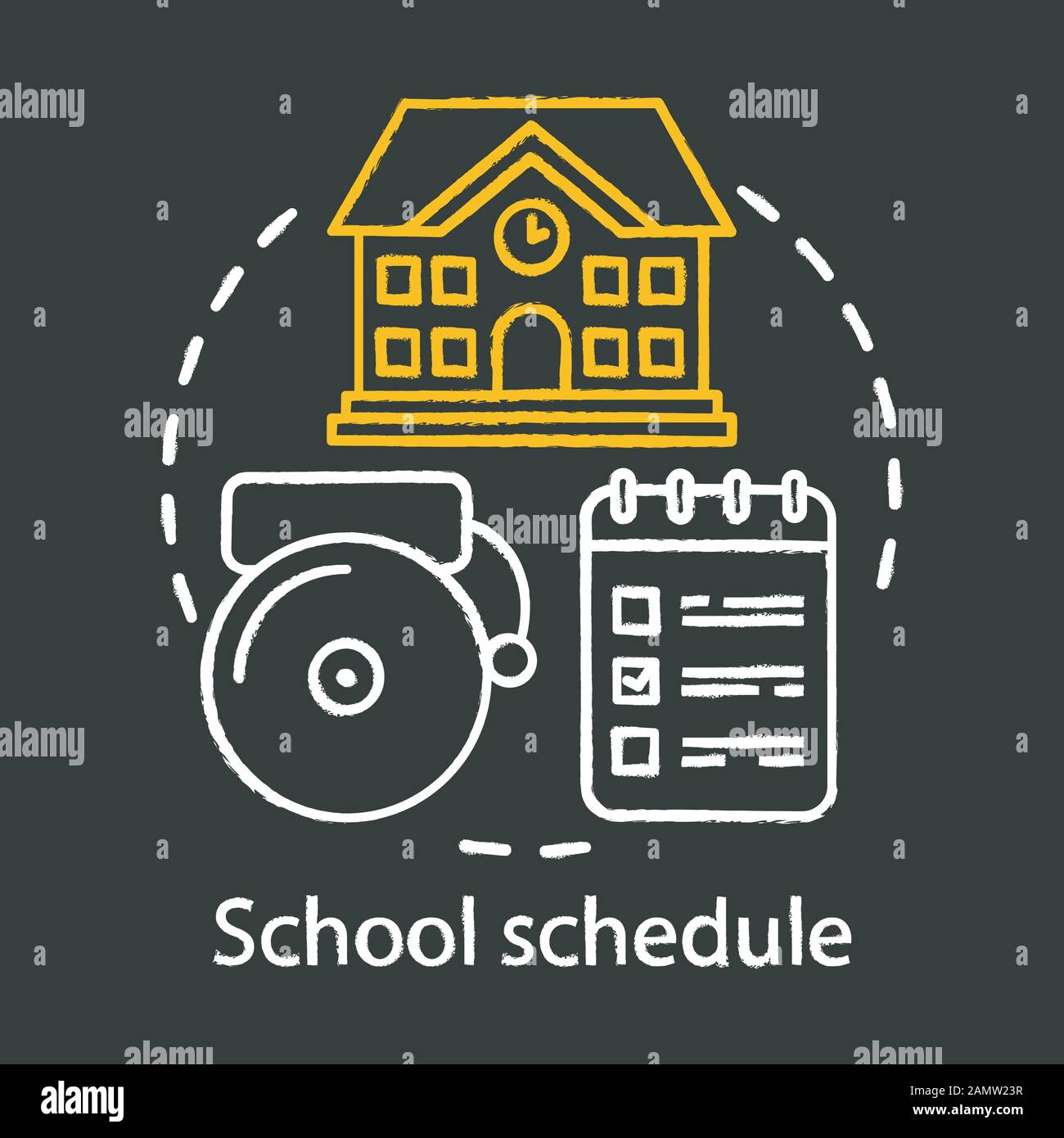 School schedule, timetable chalk concept icon. Educational process ...