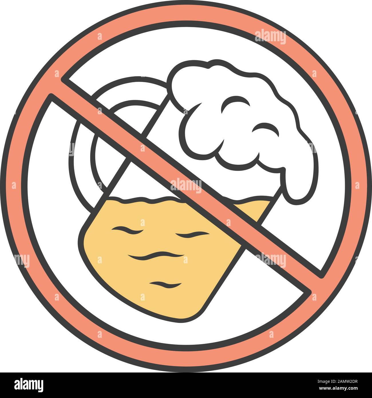 No alcohol beverage color icon. Drinking forbidden label. Cocktail ...