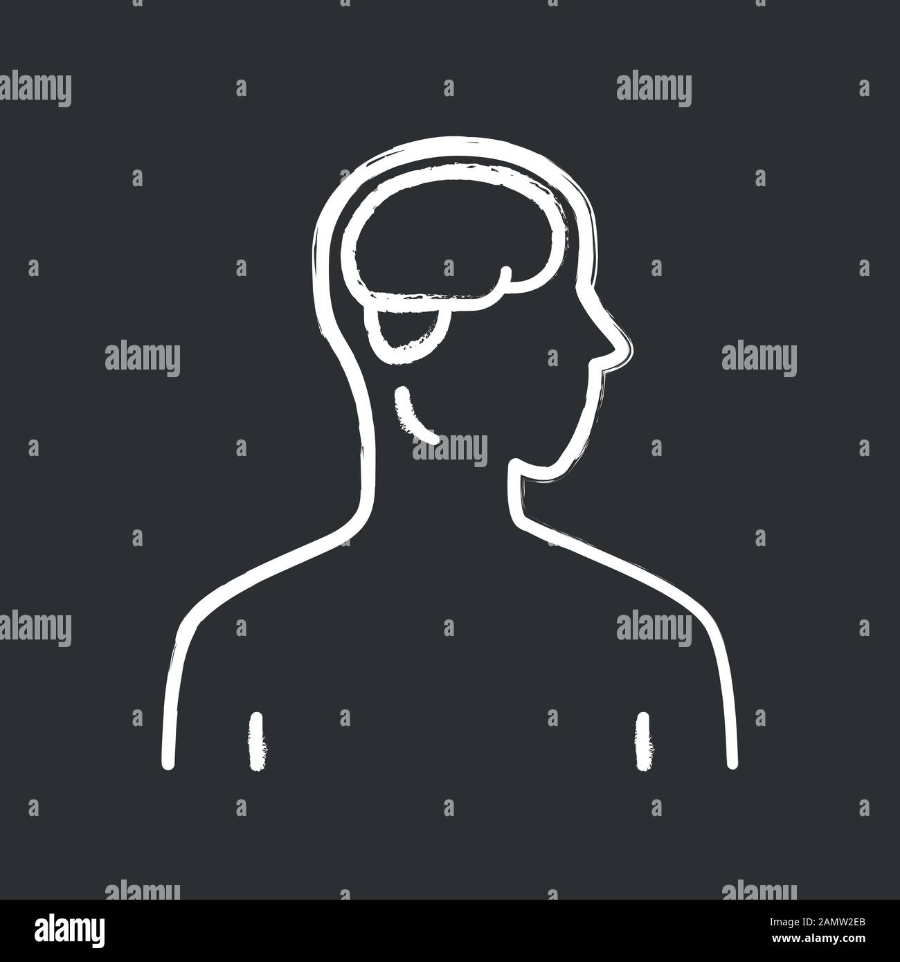 Healthy brain chalk icon. Human organ in good health. People wellness ...