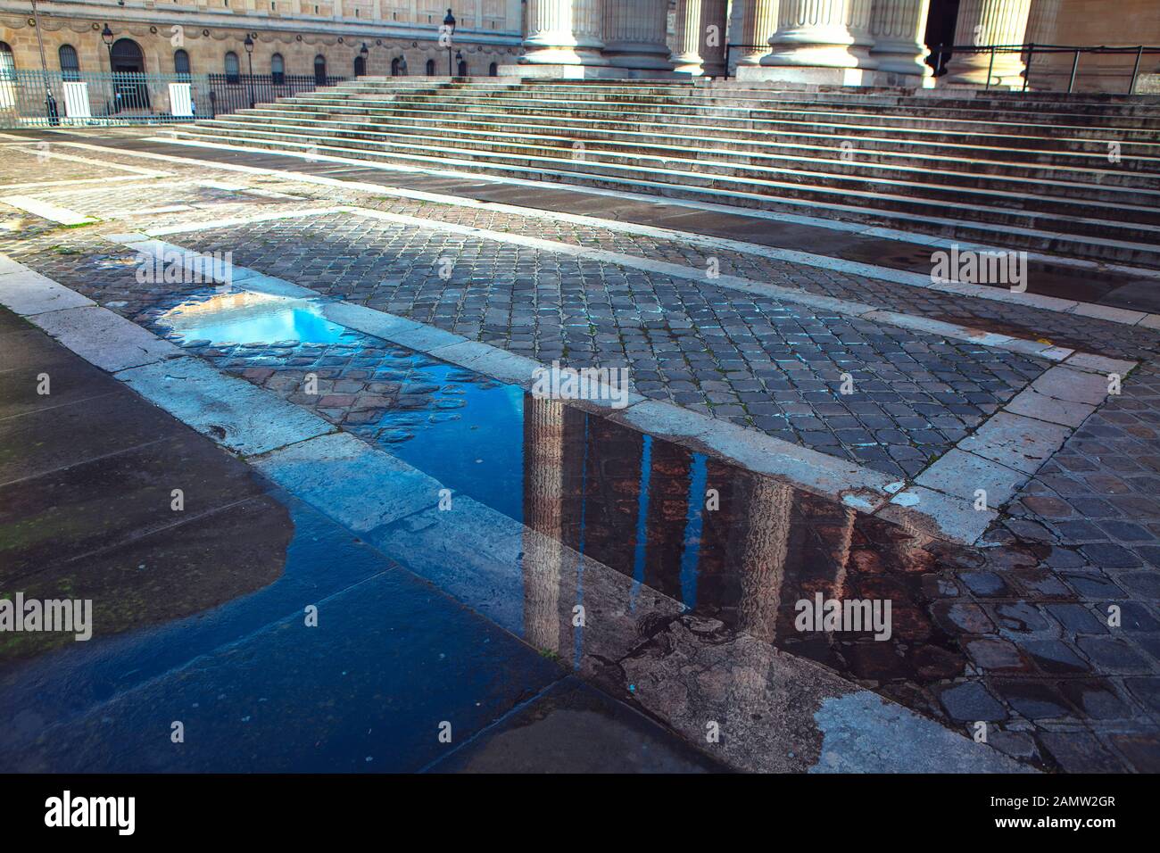 ancient building reflection in the rain pool Stock Photo - Alamy