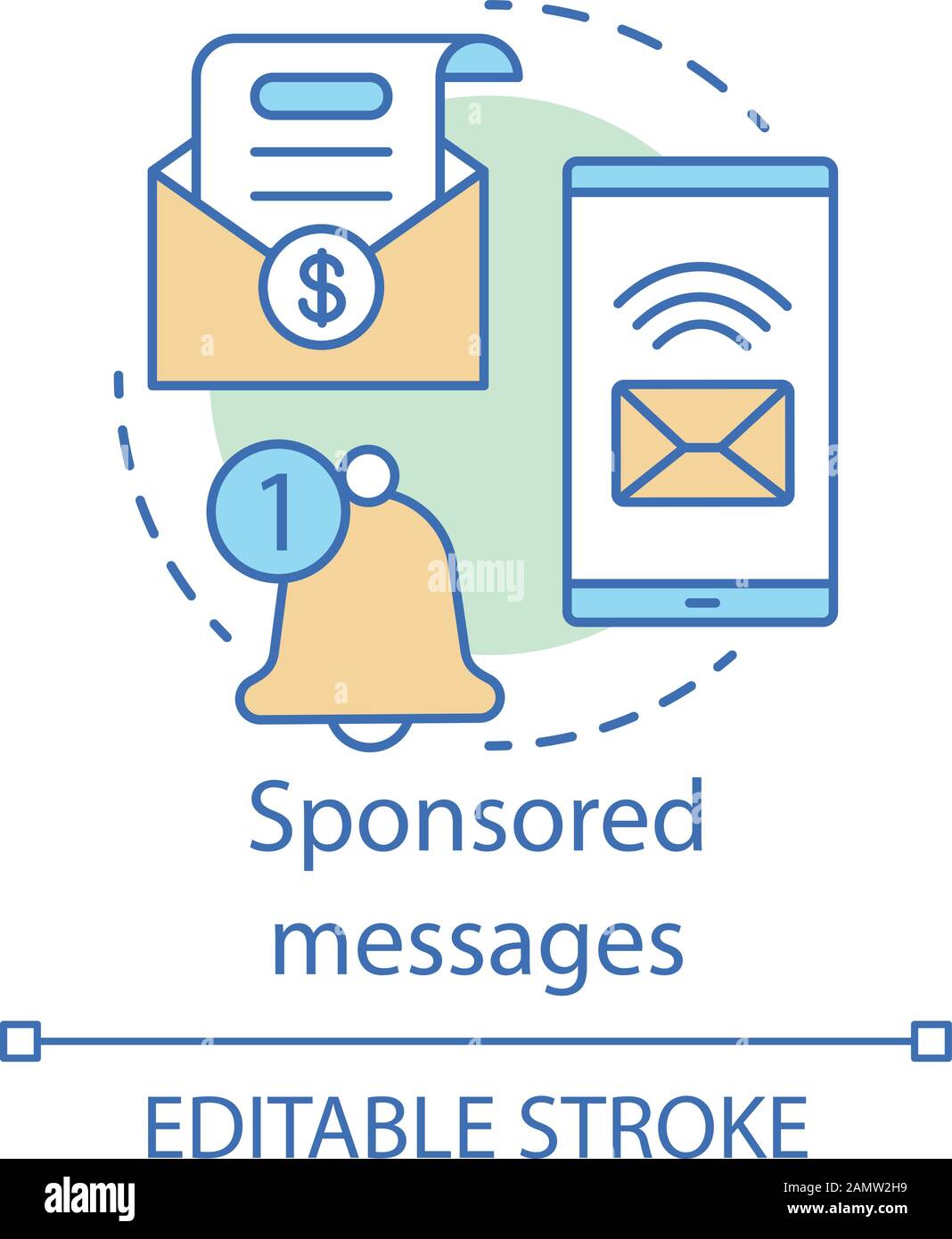 Sponsored messages concept icon. PPC channel idea thin line ...