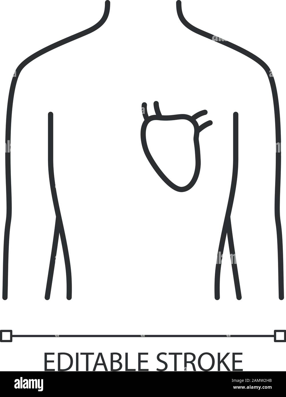 Healthy heart linear icon. Human organ in good health. Functioning ...