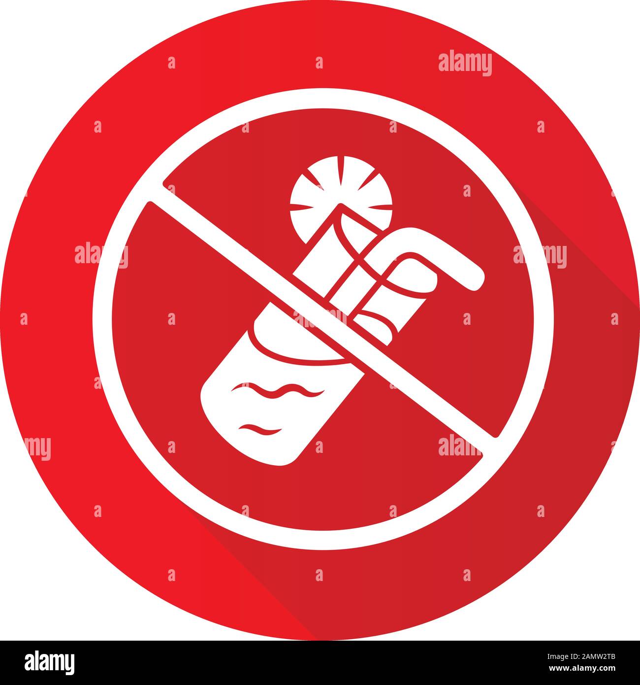 No soft drink flat design long shadow glyph icon. High sugar containing ...