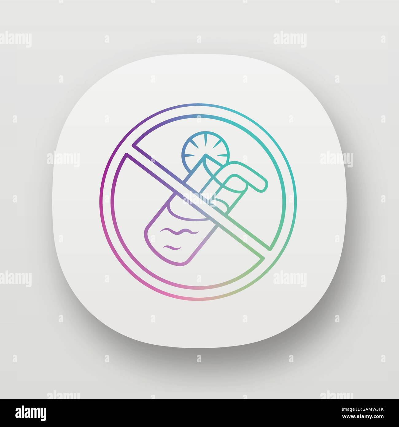 No juice and soda app icon. High sugar containing fizzy drink. UI/UX ...