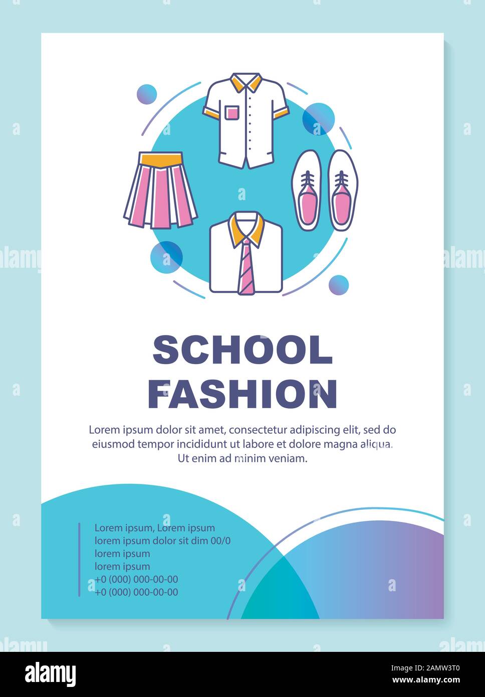 School, college fashion brochure template layout. Pupil clothes. Flyer ...