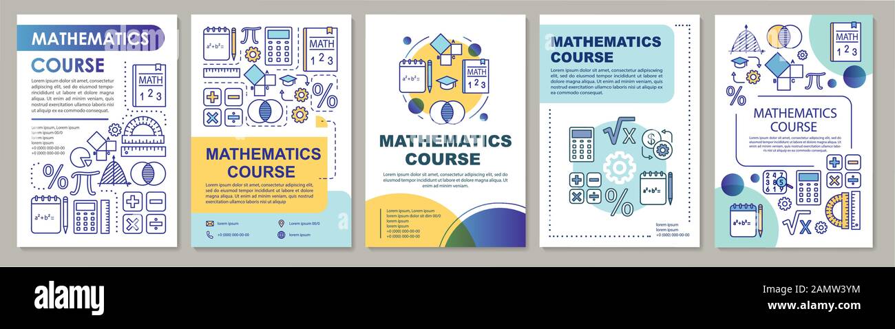 Mathematics course, math lessons brochure template layout. Flyer ...