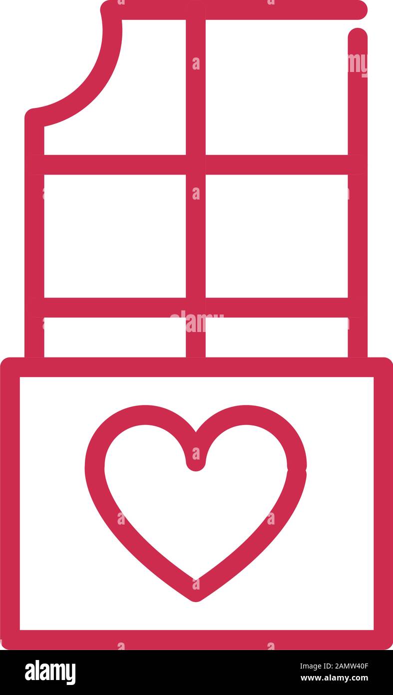 happy valentines day sweet chocolate bar heart vector illustration red ...