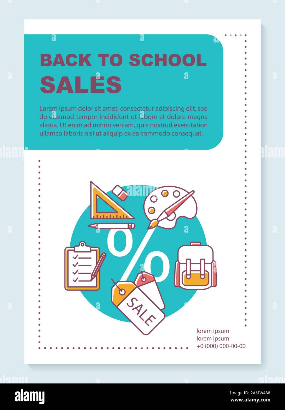 School accessories brochure template layout. September clearance. Flyer ...