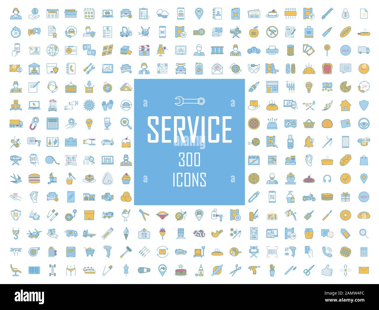 Service color icons big set. Car service, technical assistance service ...