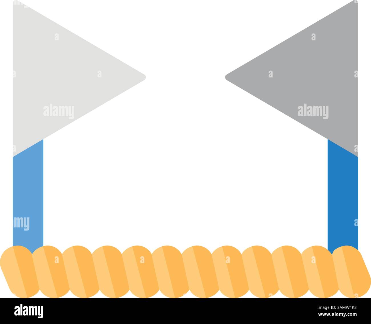 Cricket boundary flat design long shadow color icon. Two flags ...