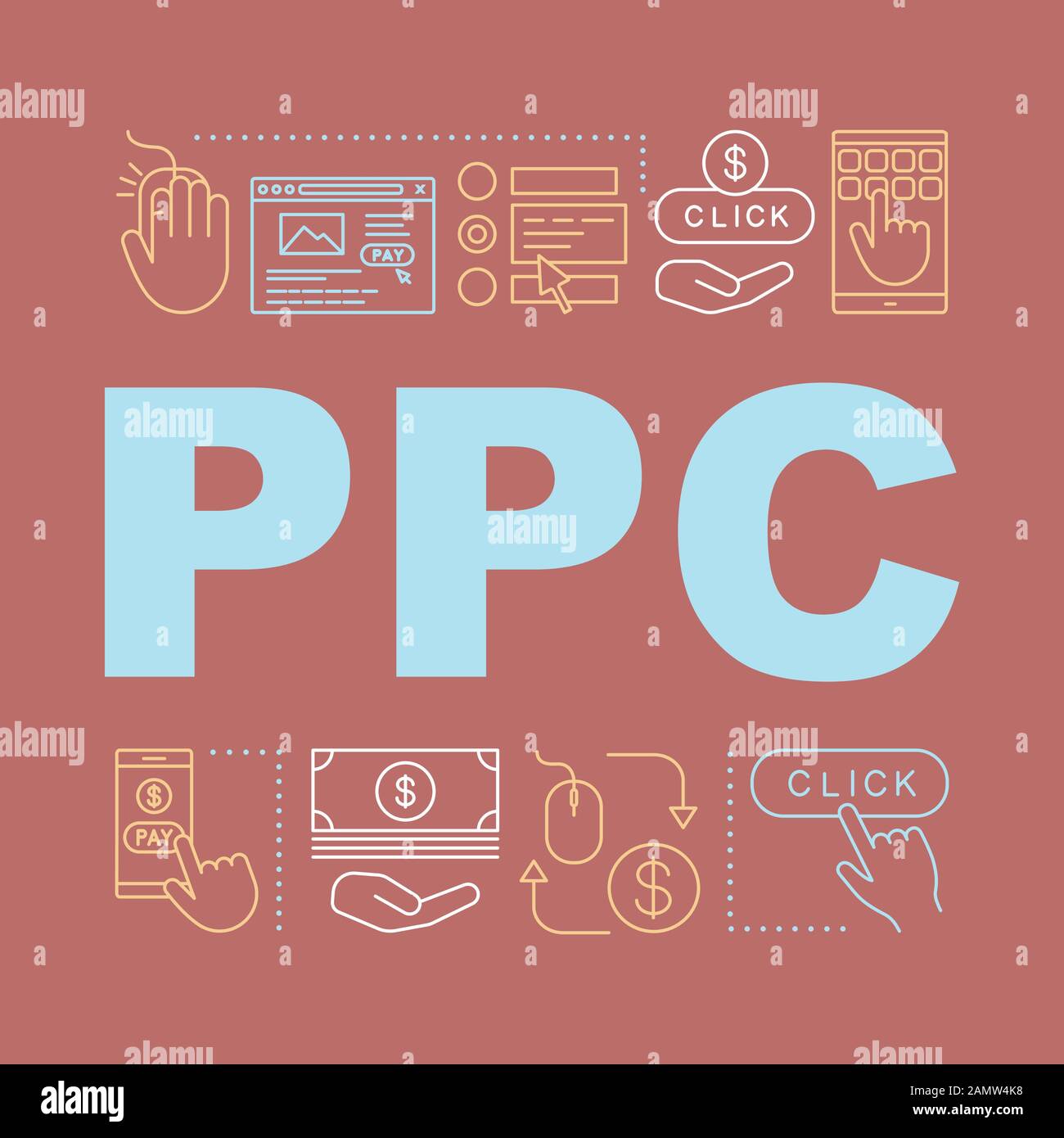 PPC word concepts banner. Pay per click digital marketing strategy ...