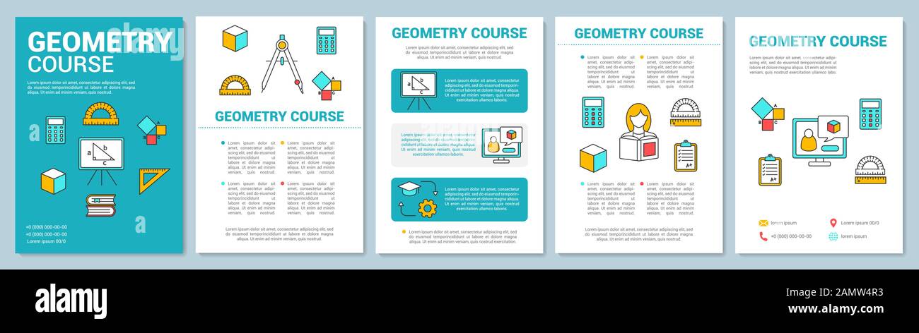 Geometry course, study brochure template layout. Flyer, booklet ...