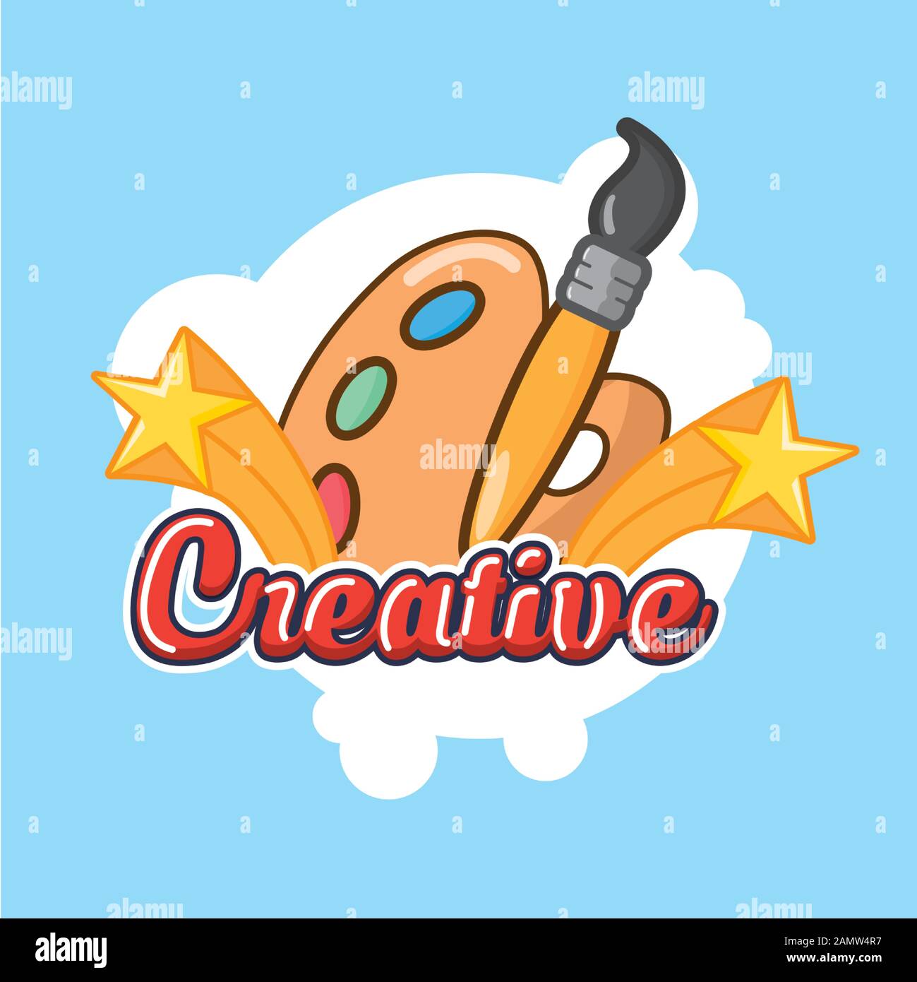 creative lettering with paint brush and pallete Stock Vector Image ...