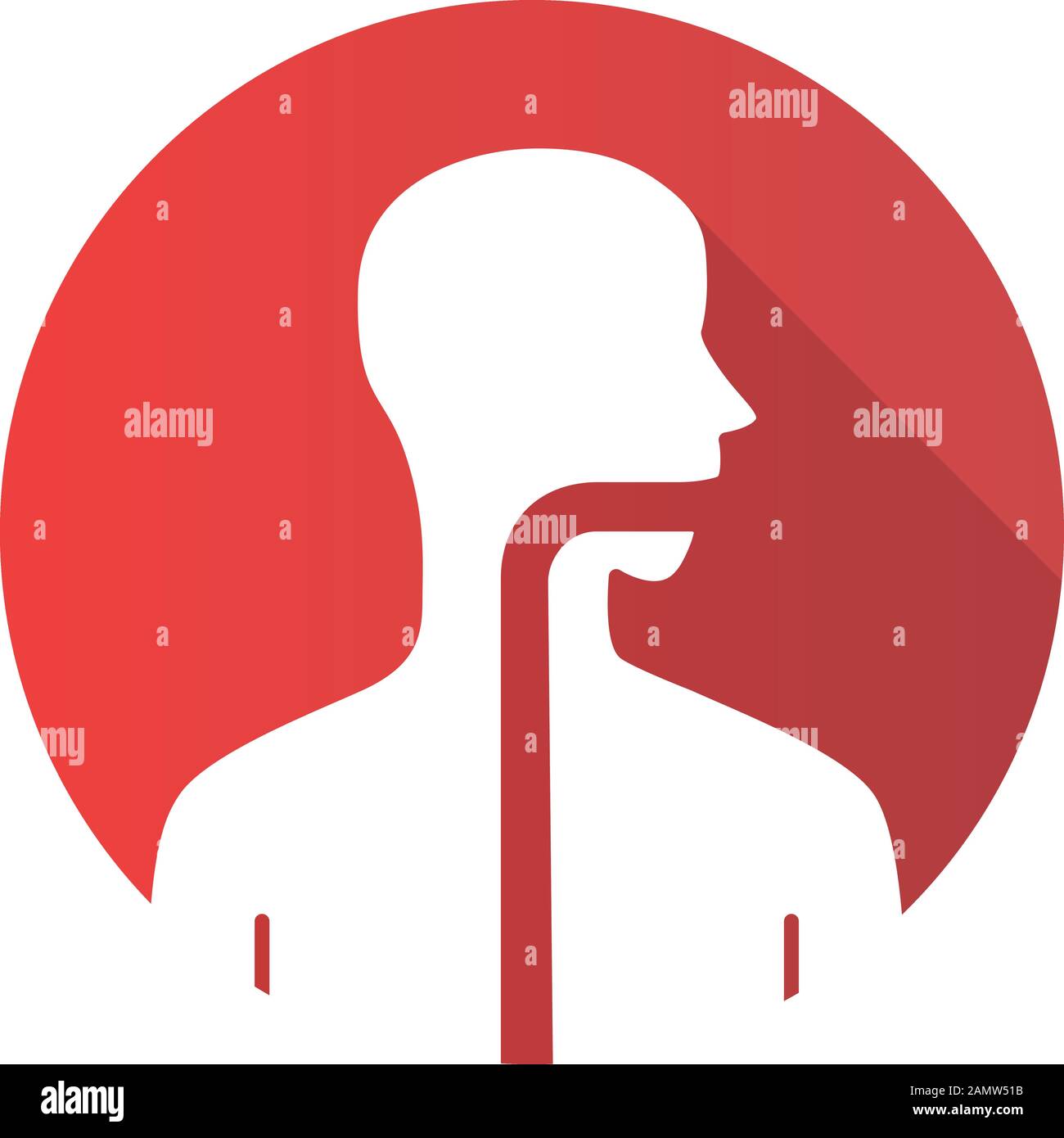 Healthy Throat Flat Design Long Shadow Glyph Icon Oral Cavity Pharynx