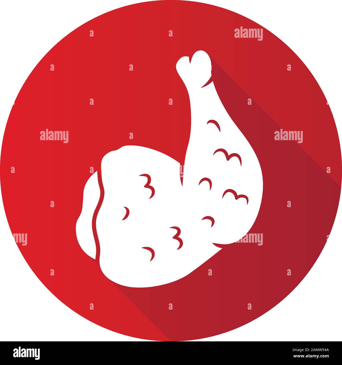Chicken ham flat design long shadow glyph icon. Butchers meat. Meat ...