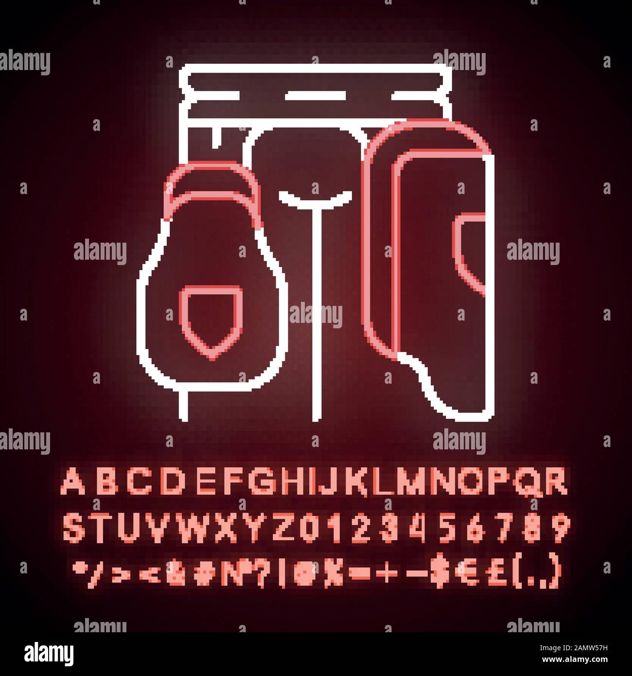 Cricket thigh guard neon light icon. Body protection for batsman ...