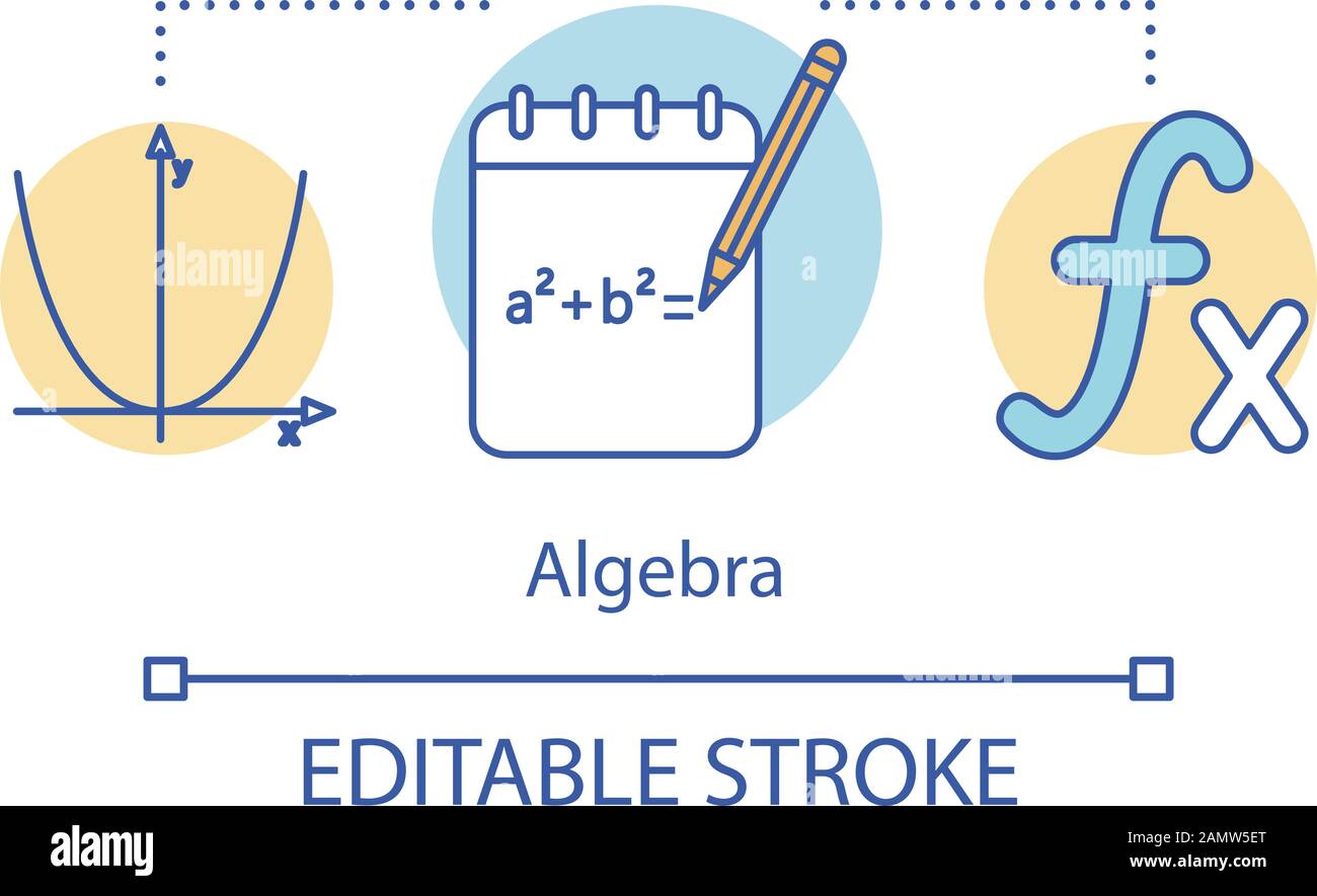 Algebra courses, lessons concept icon. Advanced calculations, learning ...