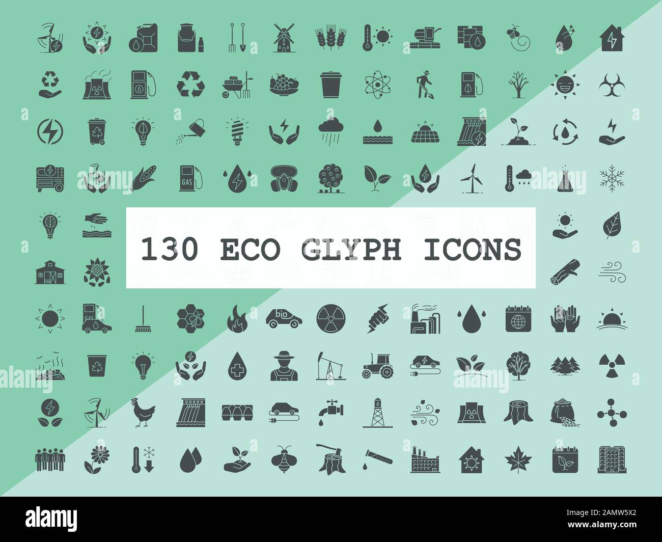 Ecology glyph icons big set. Silhouette symbols. Ecology global care ...