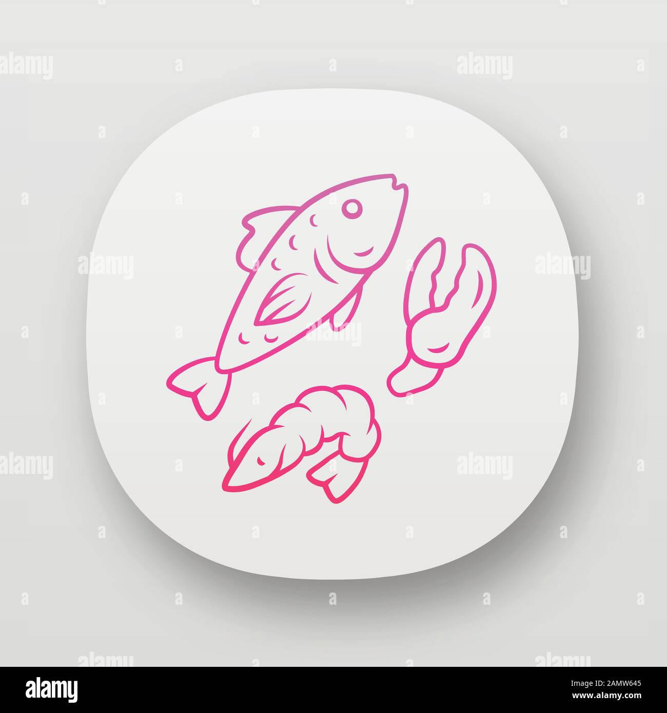 Seafood app icon. Omega 3 source products UI/UX user interface. Gourmet ...