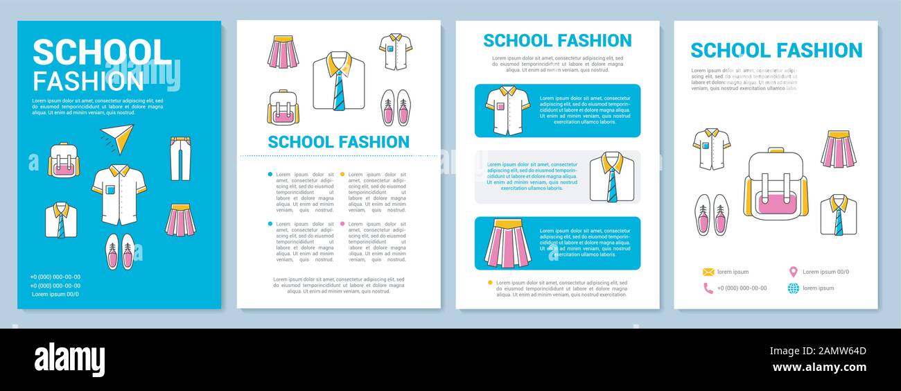 School children fashion brochure template layout. College uniform ...