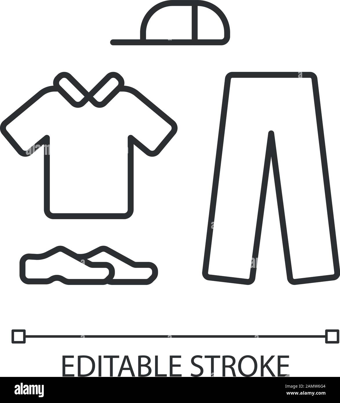Cricket uniform linear icon. Sport flannels. Sportswear. Collared shirt ...