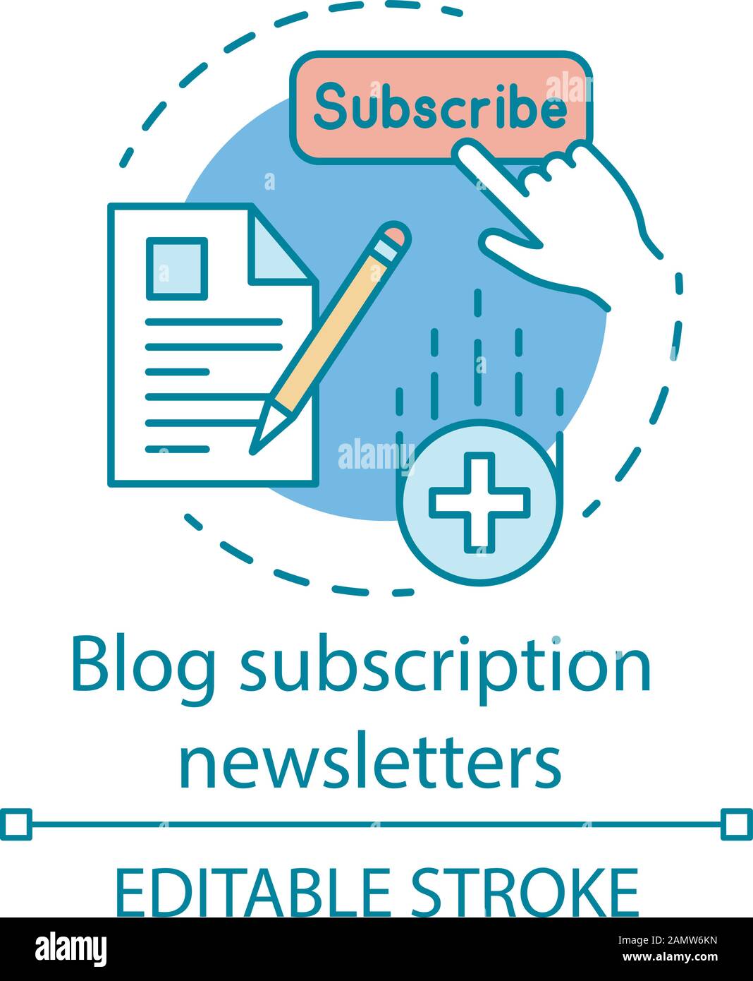 Blog subscription newsletters concept icon. Email marketing idea thin ...