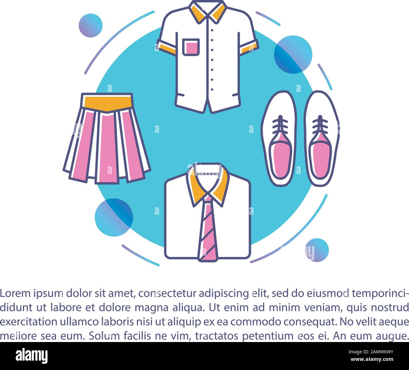 Pupils clothing article page vector template. Boys, girls uniform ...