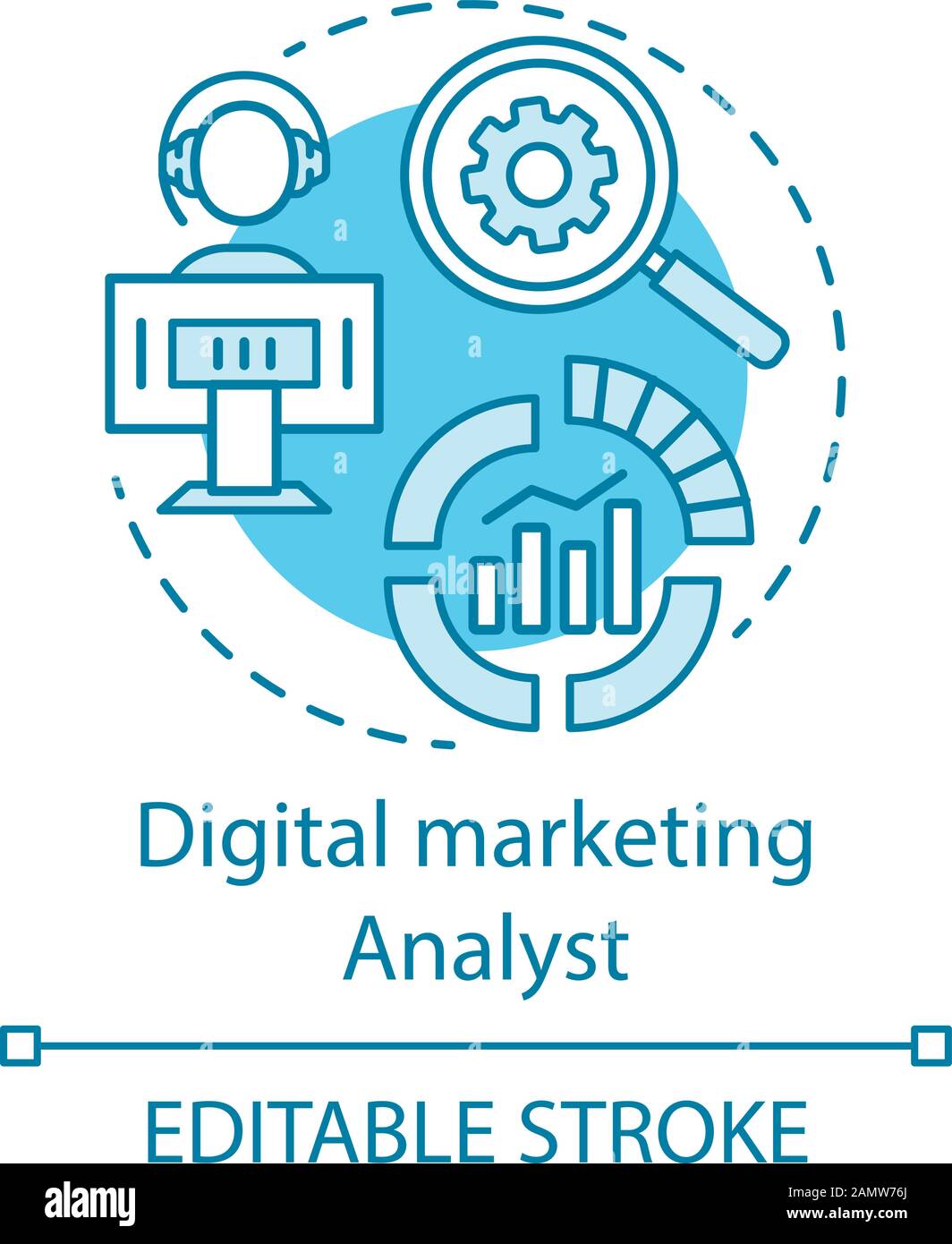 Digital marketing analyst turquoise concept icon. Web analytics ...