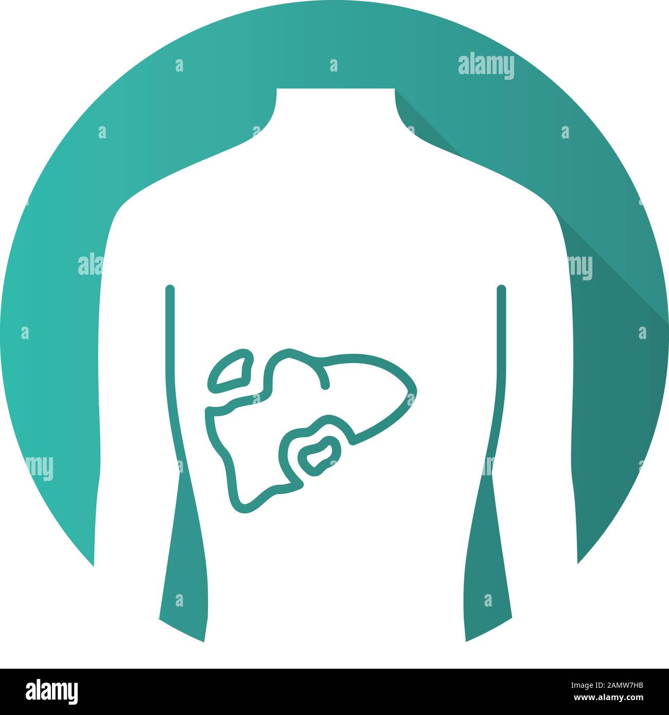 Ill liver flat design long shadow glyph icon. Hepatitis, cirrhosis ...