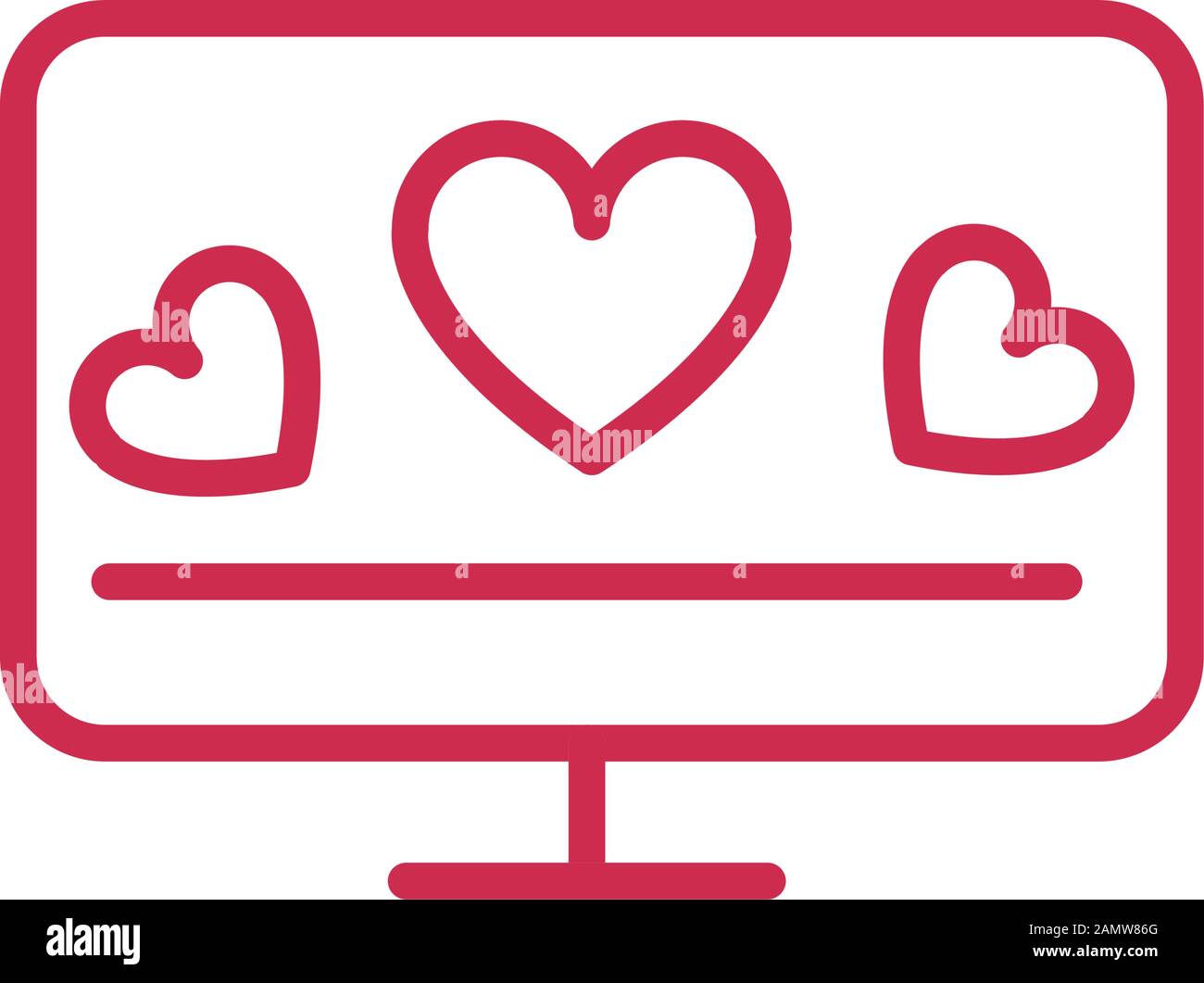happy valentines day computer hearts love screen vector illustration ...