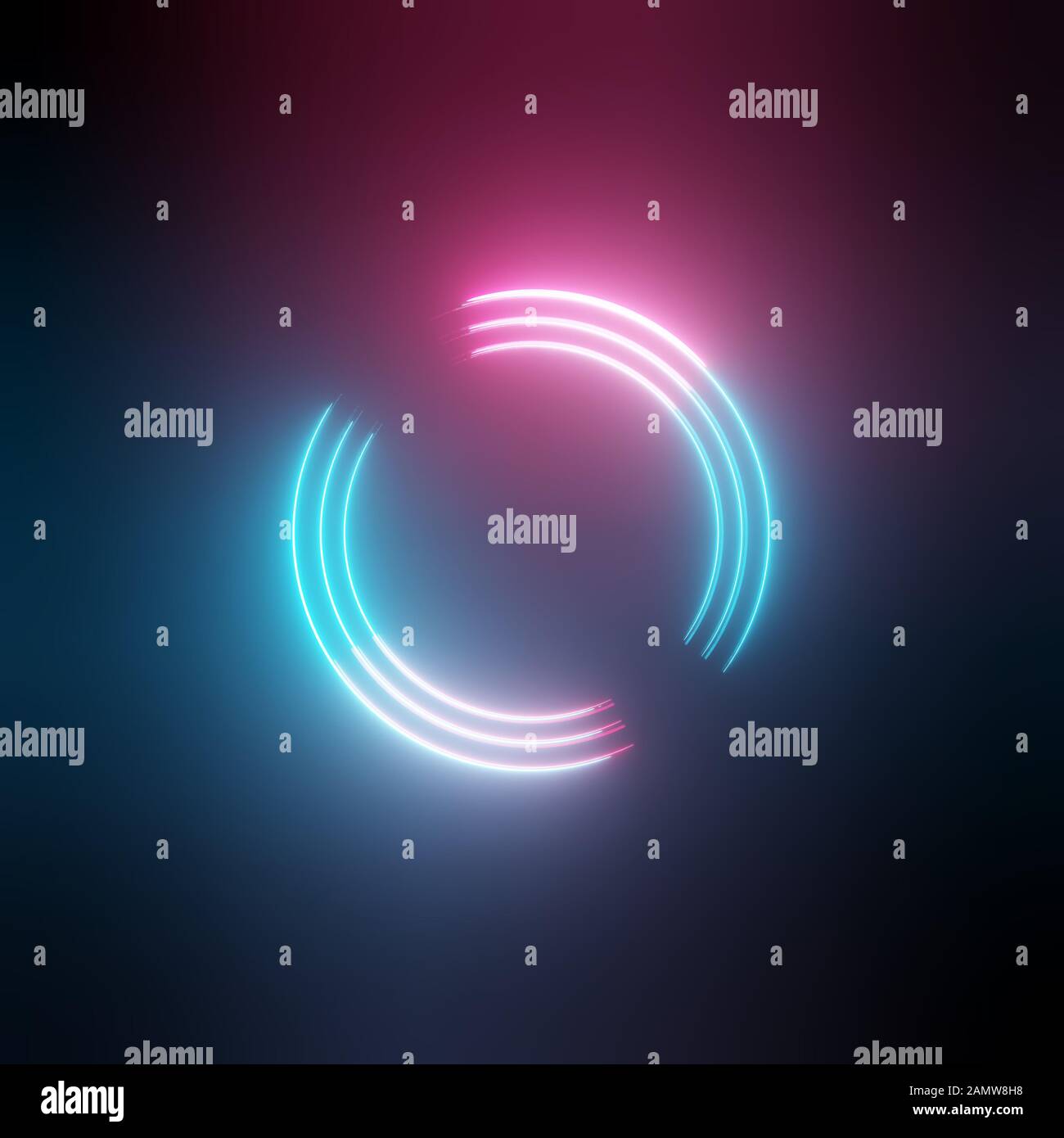 Neon light circles frame on dark background. 3D illustration Stock ...