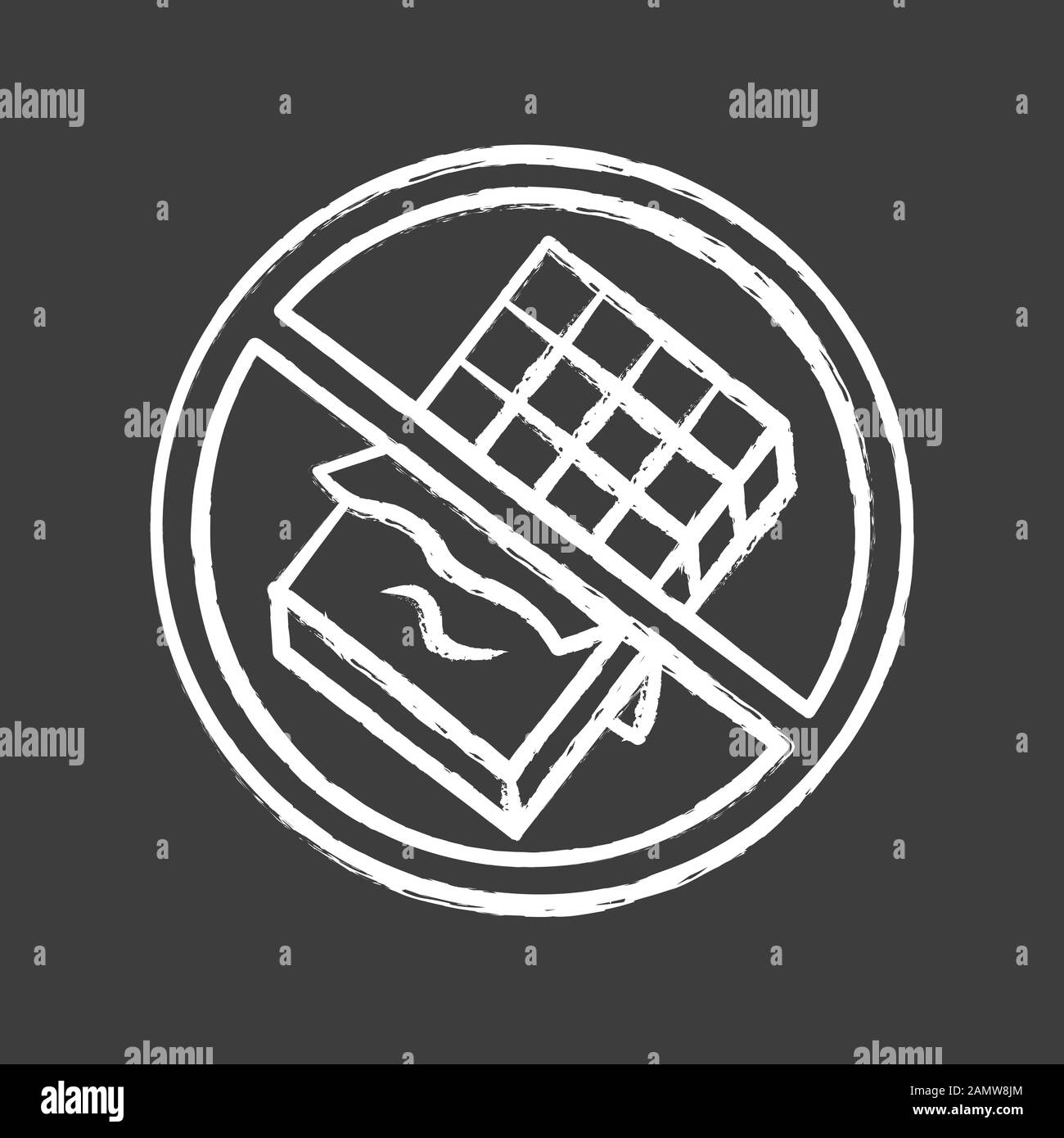 Chocolate free product chalk icon. No sugar, sweetener and glucose sign ...