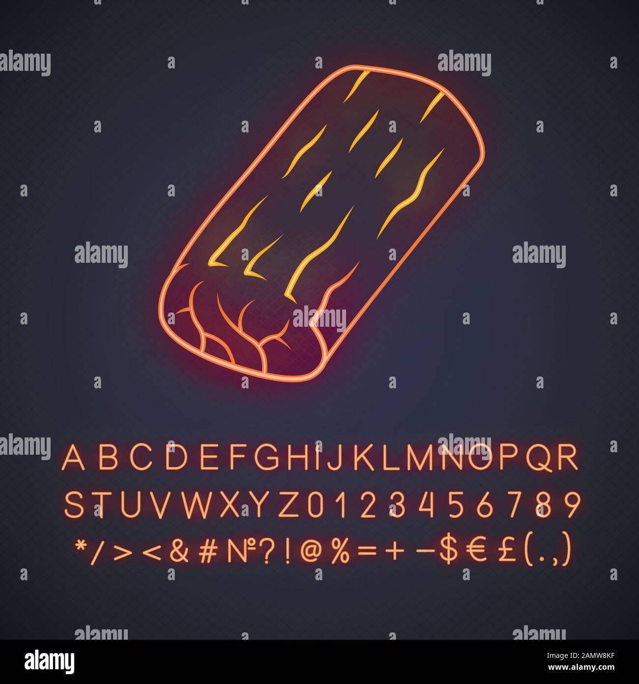 Roast neon light icon. Butchers meat. Ingredient for lunch. Meat ...