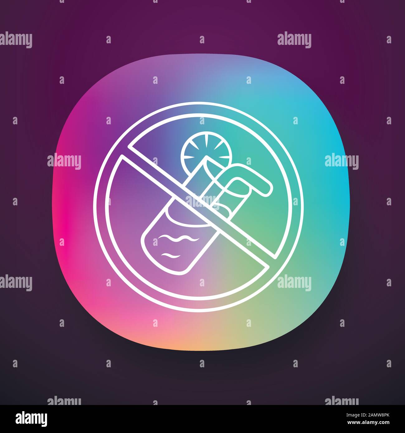 No soft drink app icon. High sugar containing fizzy drink. UI/UX user ...