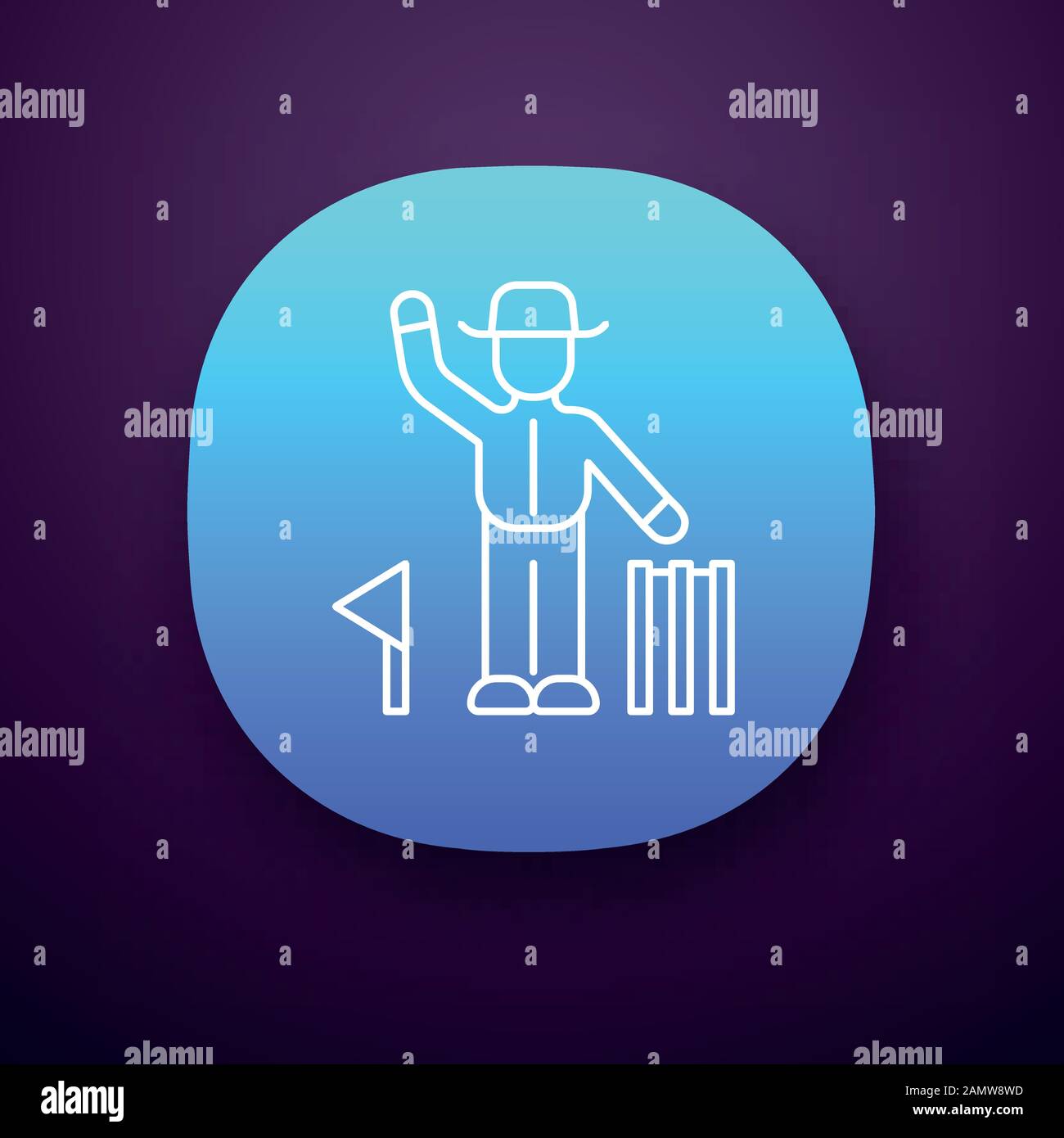 Cricket judge app icon. Umpire signals decision. Arbitrator follow game ...
