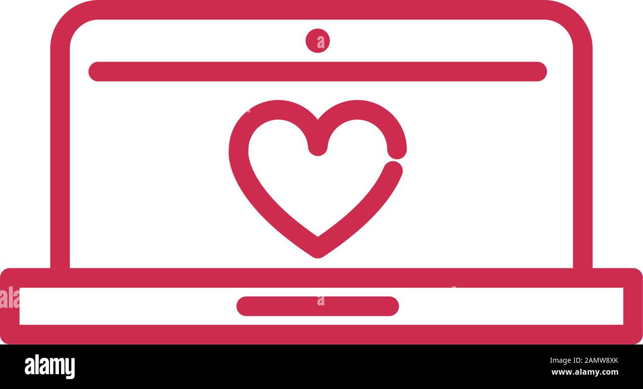 happy valentines day laptop computer heart romantic vector illustration ...