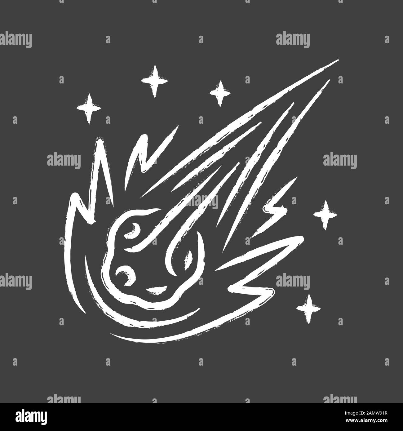 Comet chalk icon. Falling star. Meteor, asteroid. Bright celestial ...