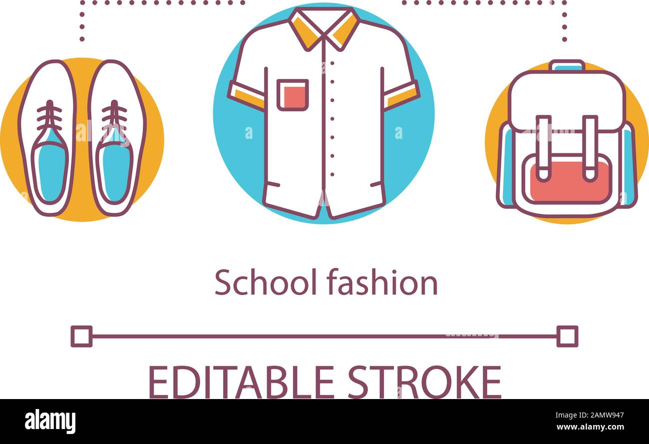 School fashion concept icon. Stylish pupils clothes, modern uniform for ...