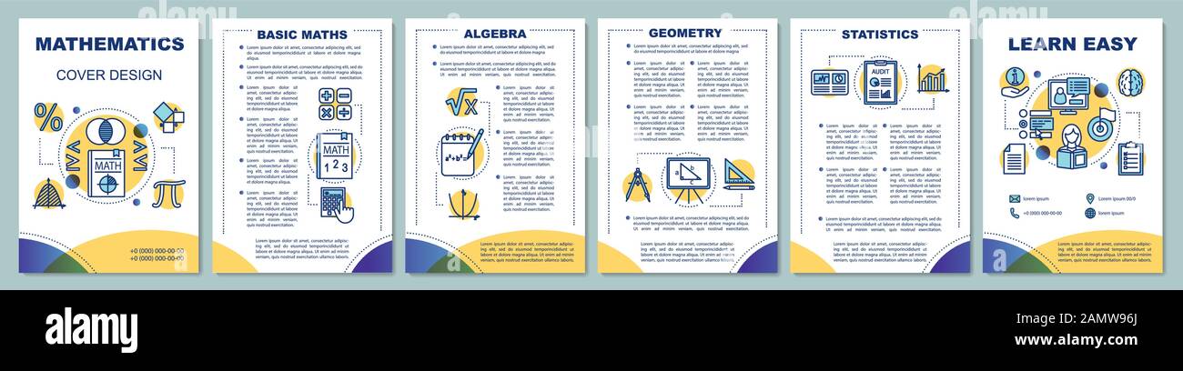 Mathematics lessons brochure template layout. Flyer, booklet, leaflet ...