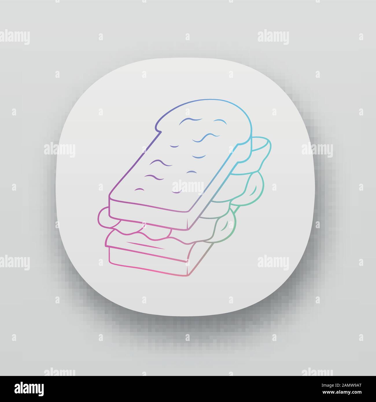 Sandwich app icon. Fast food, breakfast, school lunch. Toasted bread ...