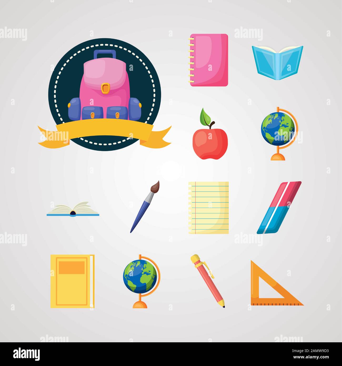 bundle of school set supplies Stock Vector Image & Art - Alamy