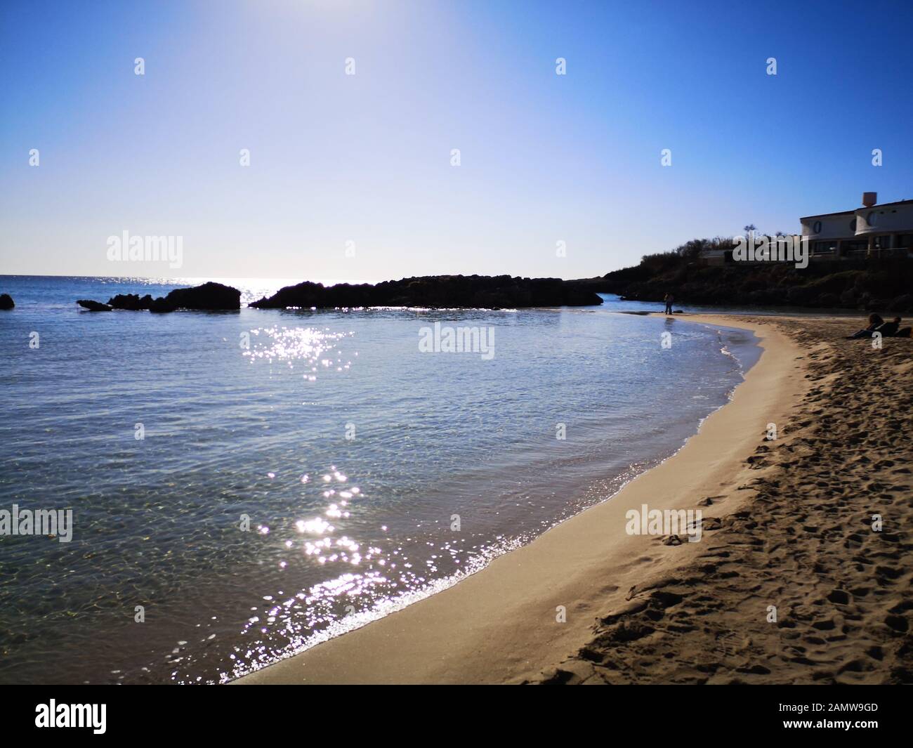 The beautiful sea on the coastal part of the city of Taranto in Apulia ...