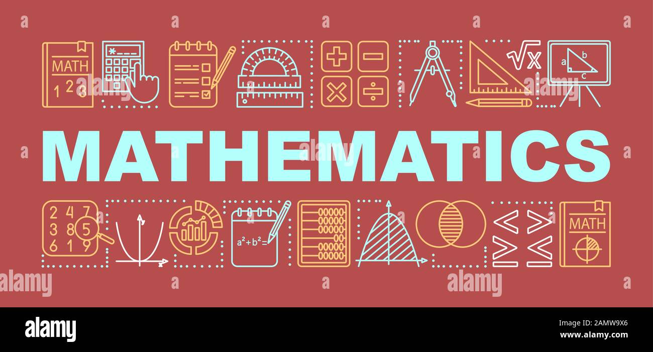 Mathematics word concepts banner. Presentation, website. Isolated ...