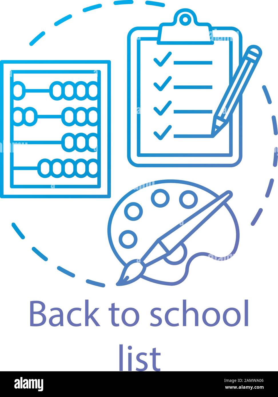 Back to school checklist concept icon. Studies preparation idea thin ...