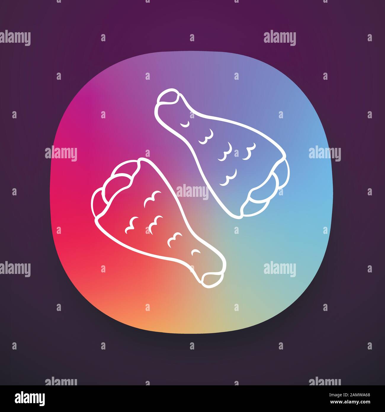 Chicken drumsticks app icon. Butchers meat. Meat production and sale ...