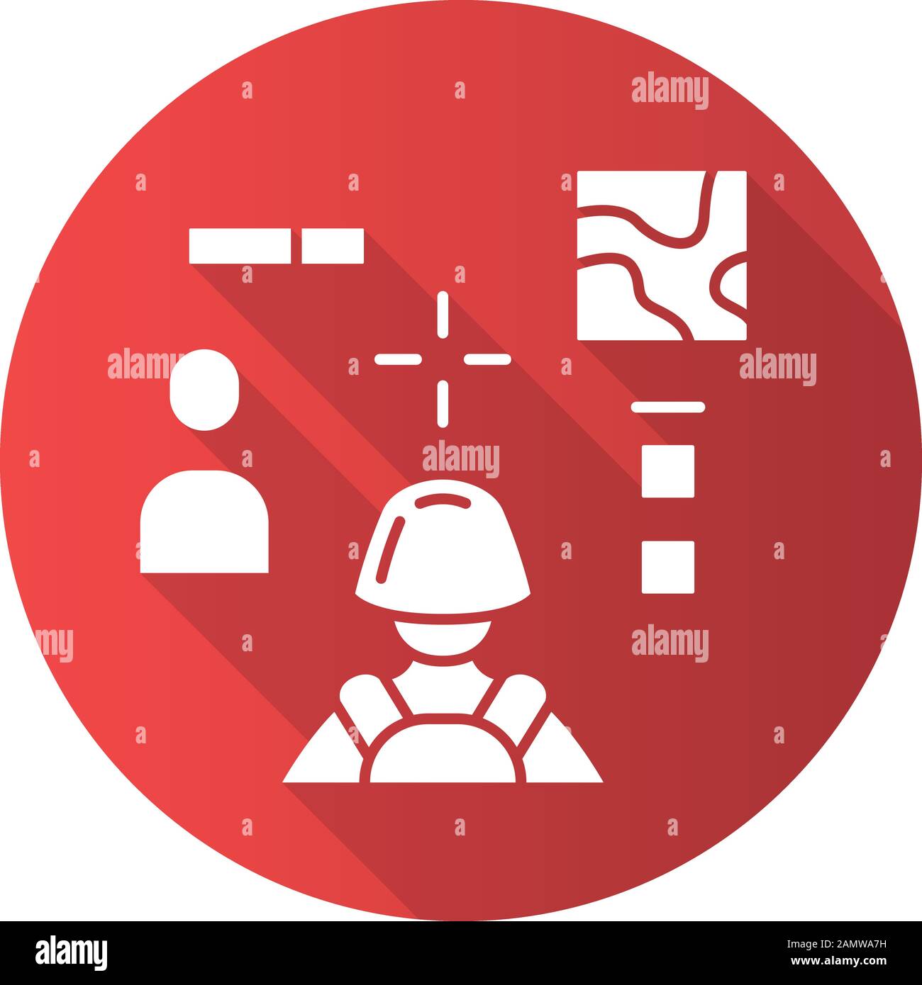 3d shooter flat design long shadow glyph icon. Virtual video game ...