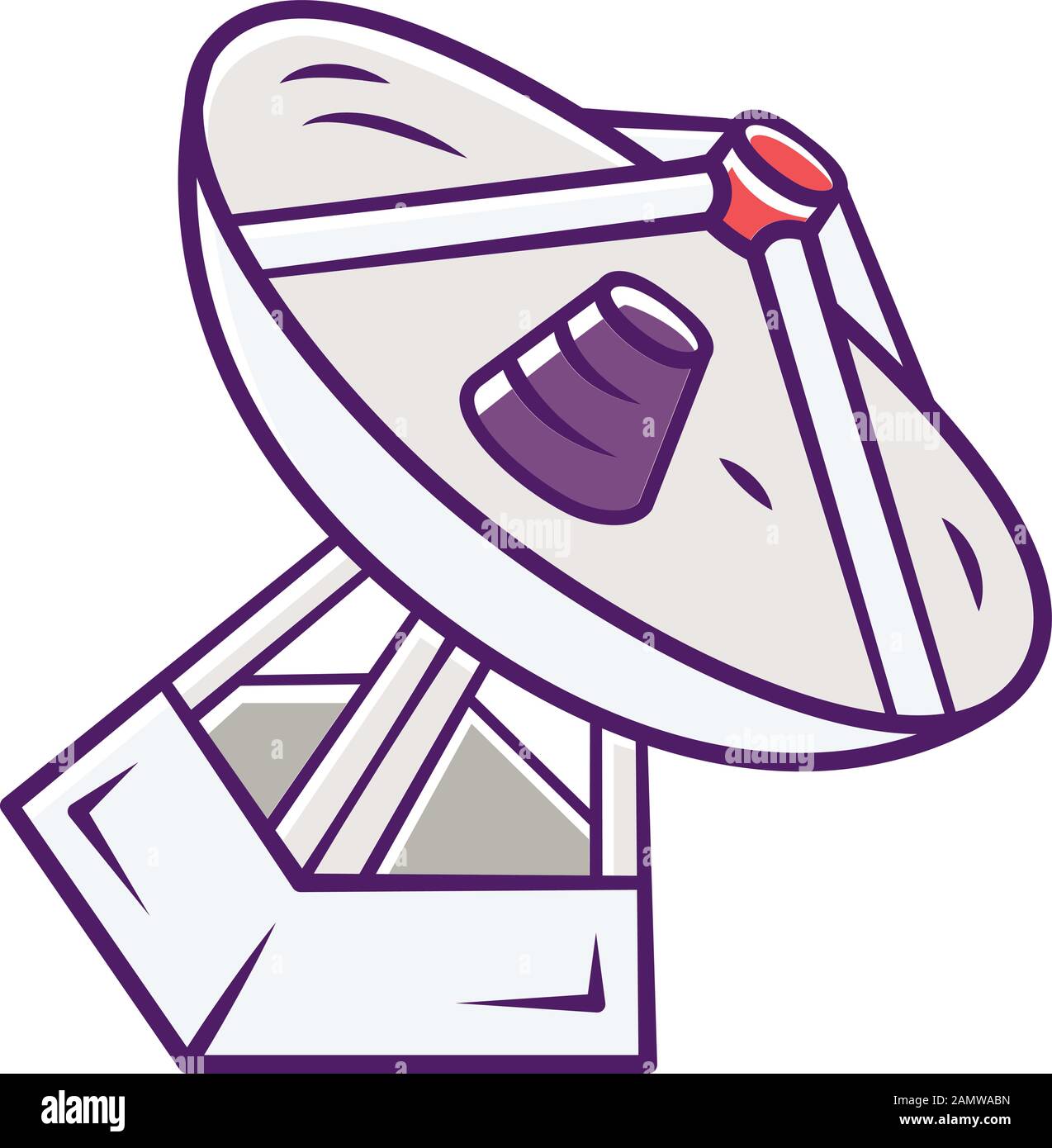 Radio telescope color icon. Antenna and radio receiver. Astronomy ...