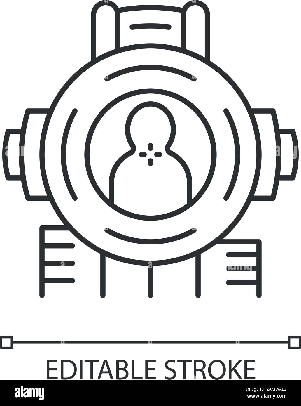 Shooting aim linear icon. Shooter from first person. Killer target ...
