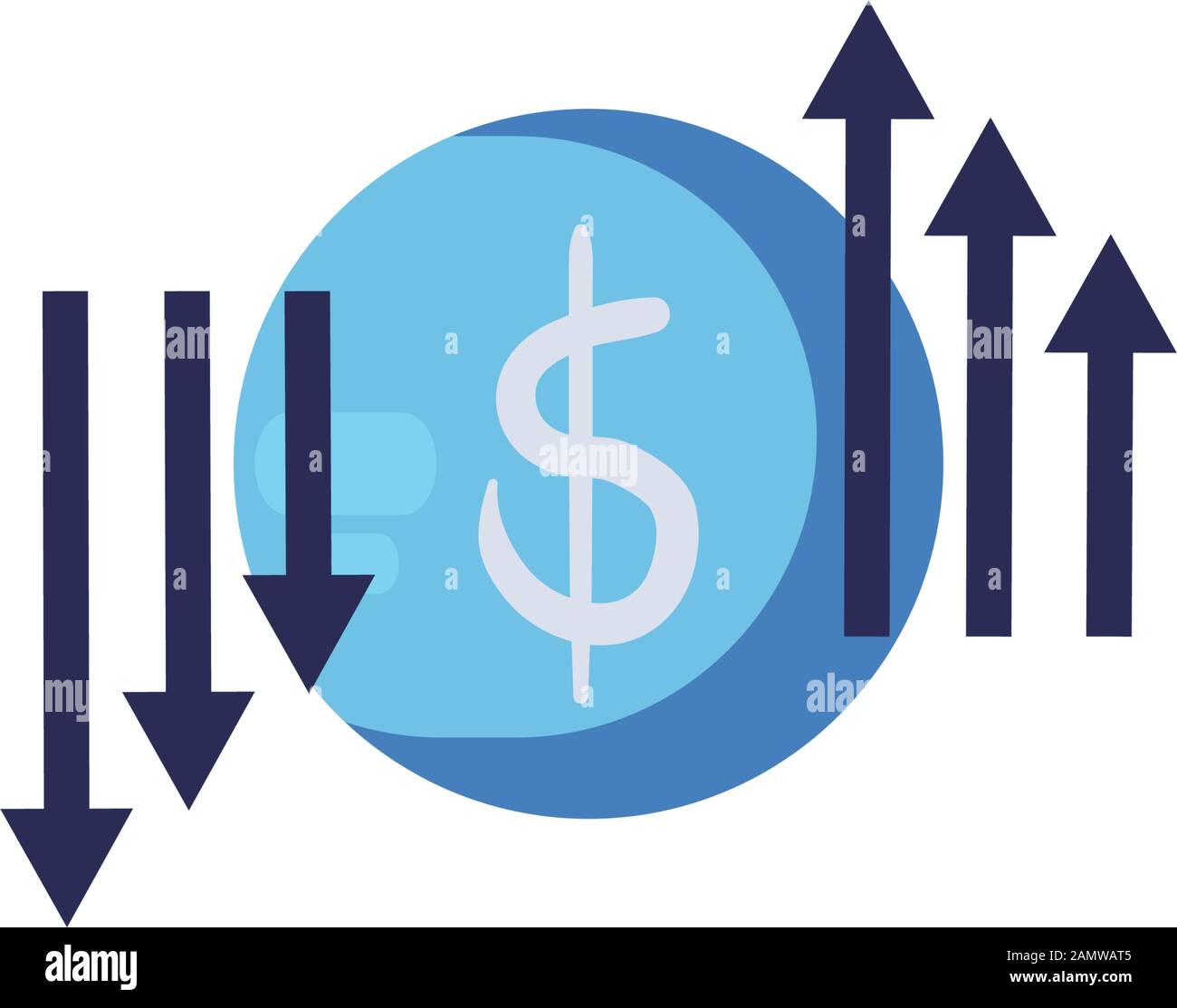 Increase and decrease dollar of money financial item banking commerce ...
