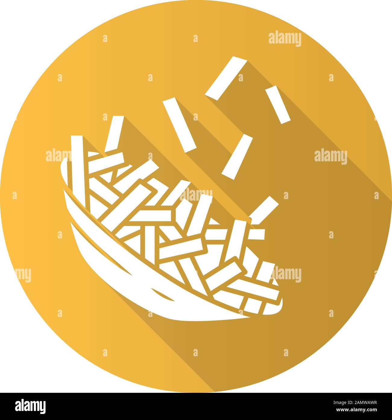 Fried potato flat design long shadow glyph icon. French fries, chips in ...